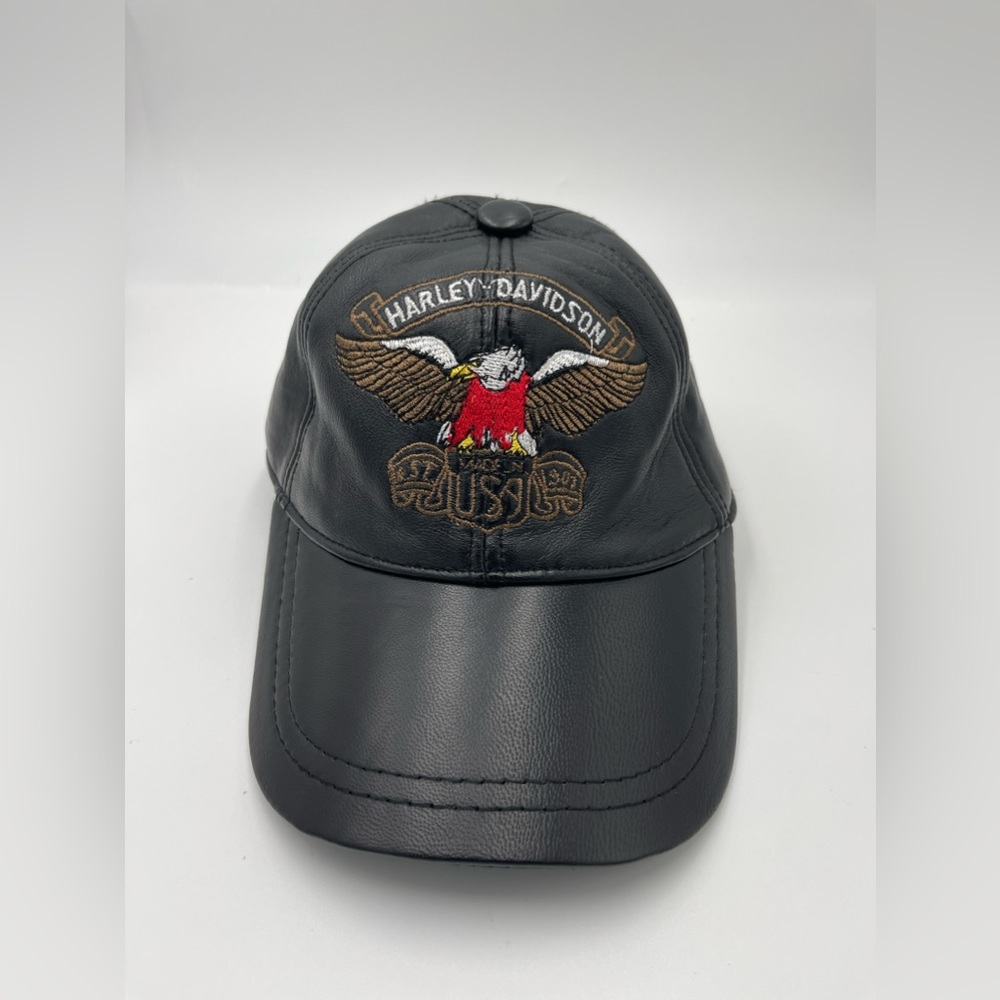 Harley Davidson Leather Cap In Black, Men's - Gem